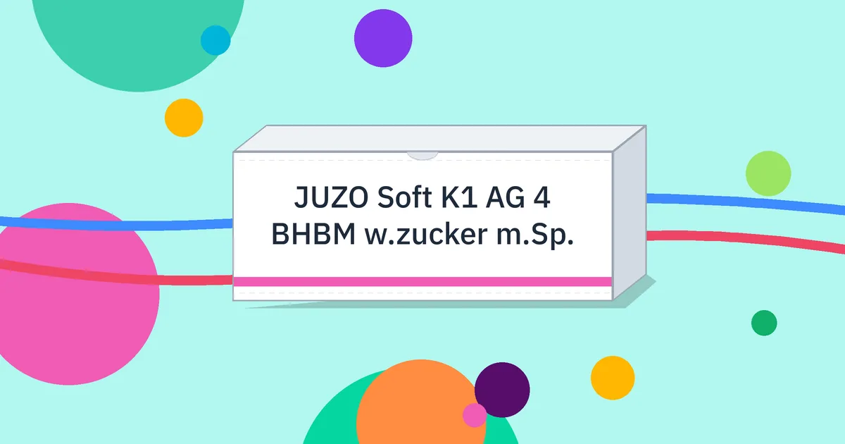 Symbolbild: Packung mit der Aufschrift JUZO Soft K1 AG 4 BHBM w.zucker m.Sp. (PZN 14862633) – Verfügbarkeit und Bezug in Apotheken in Frankfurt am Main