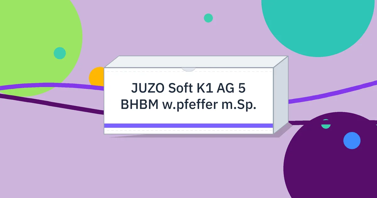 Symbolbild: Packung mit der Aufschrift JUZO Soft K1 AG 5 BHBM w.pfeffer m.Sp. (PZN 14862739) – Verfügbarkeit und Bezug in Apotheken in Frankfurt am Main