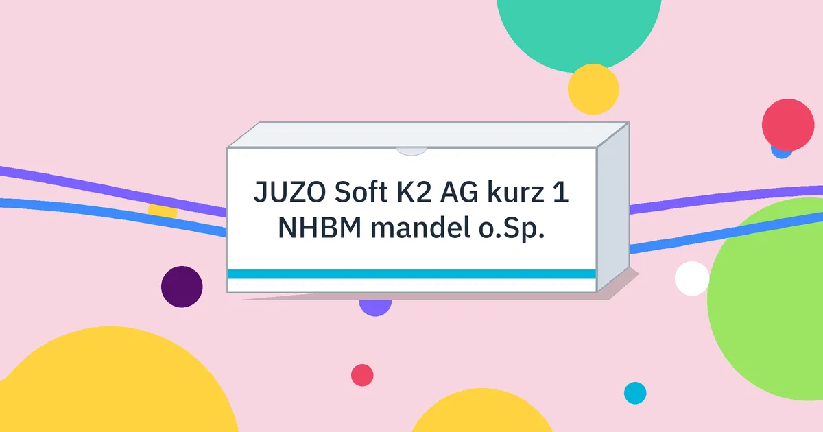 Symbolbild: Packung mit der Aufschrift JUZO Soft K2 AG kurz 1 NHBM mandel o.Sp. (PZN 14998048) – Verfügbarkeit und Bezug in Apotheken in Frankfurt am Main