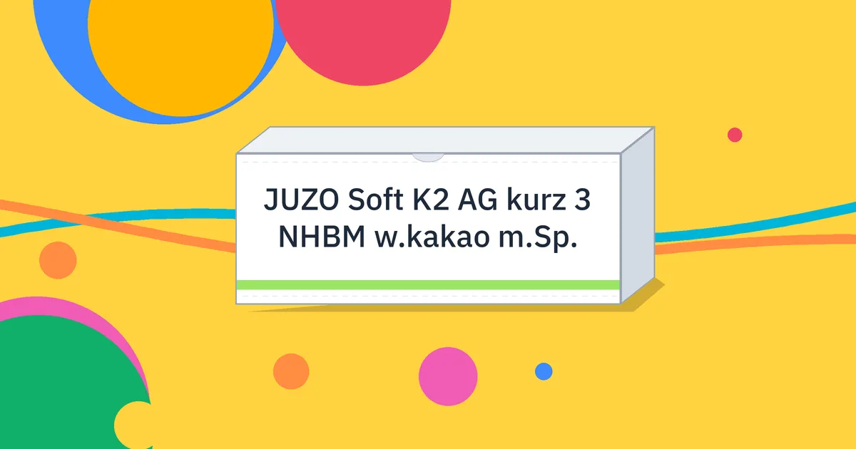 Symbolbild: Packung mit der Aufschrift JUZO Soft K2 AG kurz 3 NHBM w.kakao m.Sp. (PZN 15020190) – Verfügbarkeit und Bezug in Apotheken in Frankfurt am Main