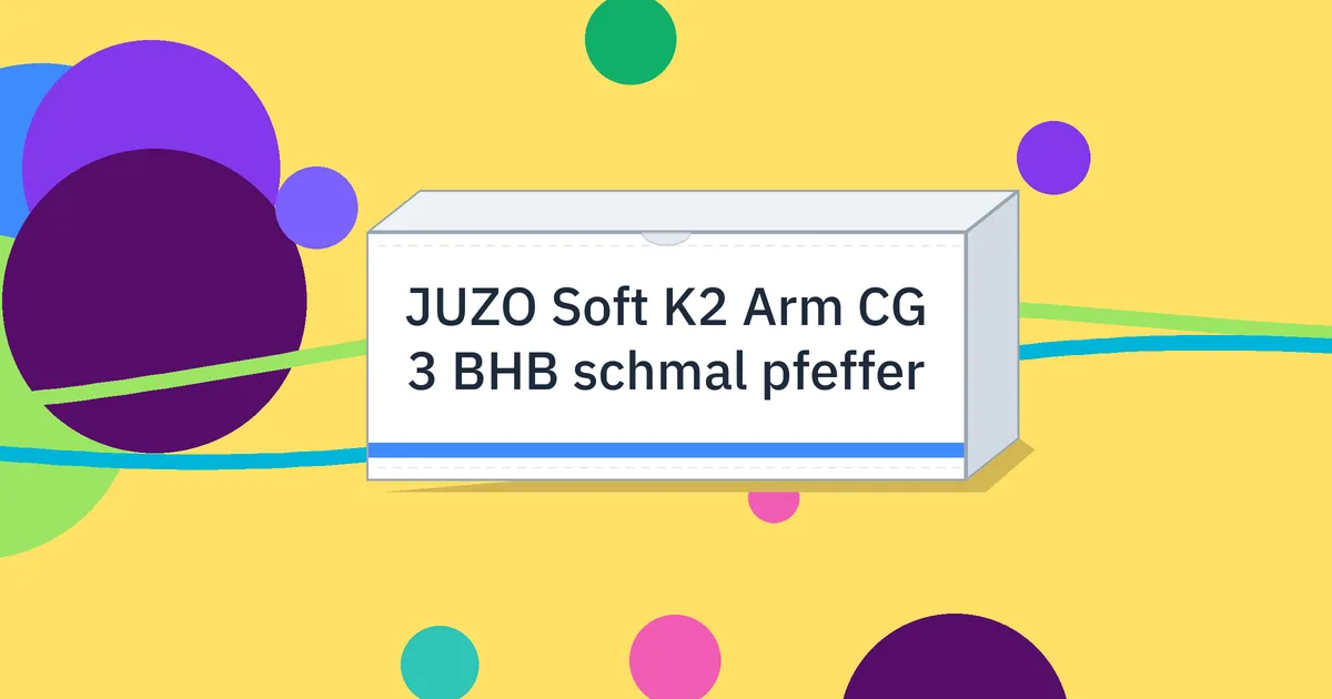 Symbolbild: Packung mit der Aufschrift JUZO Soft K2 Arm CG 3 BHB schmal pfeffer (PZN 15511278) – Verfügbarkeit und Bezug in Apotheken in Frankfurt am Main