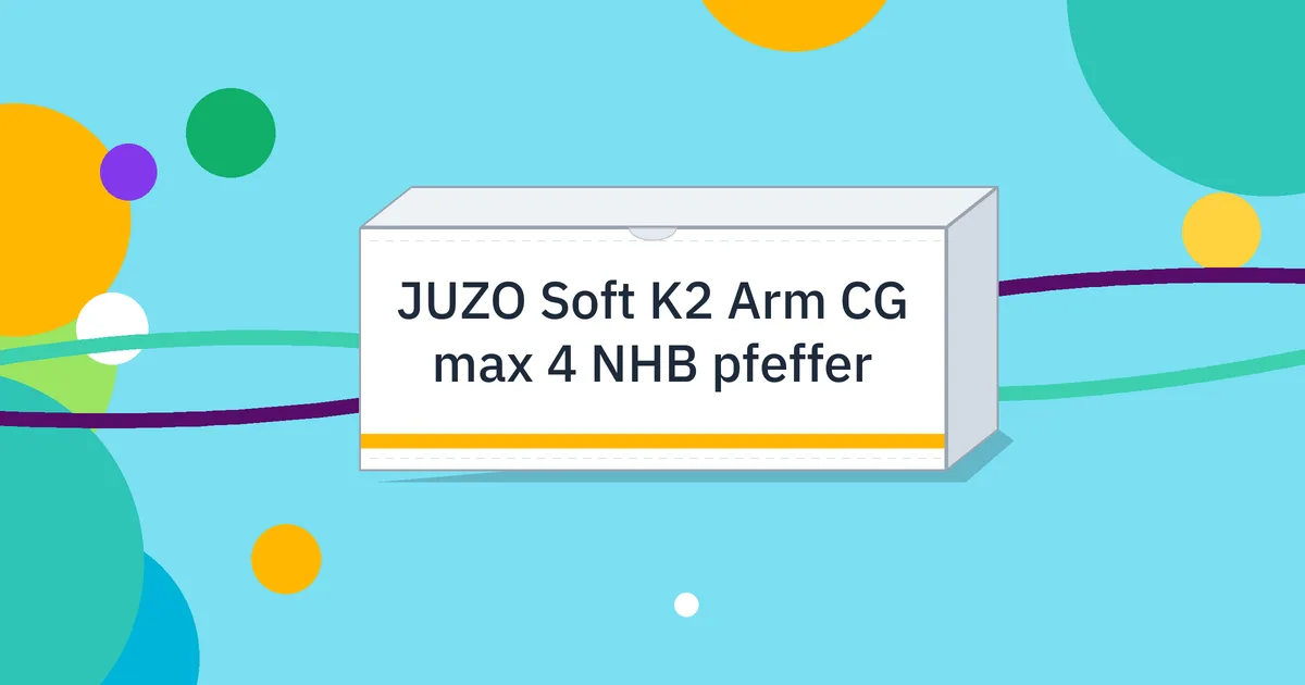 Symbolbild: Packung mit der Aufschrift JUZO Soft K2 Arm CG max 4 NHB pfeffer (PZN 15512510) – Verfügbarkeit und Bezug in Apotheken in Frankfurt am Main