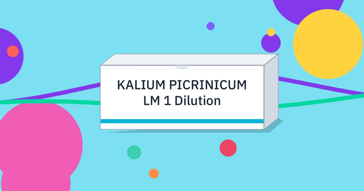 Symbolbild: Packung mit der Aufschrift KALIUM PICRINICUM LM 1 Dilution (PZN 12924867) – Verfügbarkeit und Bezug in Apotheken in Frankfurt am Main