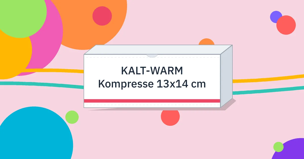 Symbolbild: Packung mit der Aufschrift KALT-WARM Kompresse 13x14 cm (PZN 07105268) – Verfügbarkeit und Bezug in Apotheken in Frankfurt am Main