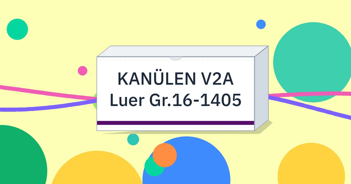 Symbolbild: Packung mit der Aufschrift KANÜLEN V2A Luer Gr.16-1405 (PZN 02439740) – Verfügbarkeit und Bezug in Apotheken in Frankfurt am Main