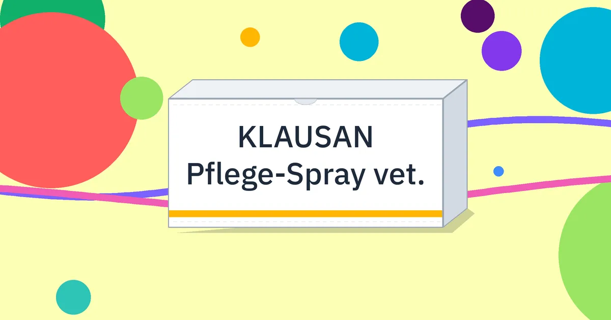 Symbolbild: Packung mit der Aufschrift KLAUSAN Pflege-Spray vet. (PZN 04976301) – Verfügbarkeit und Bezug in Apotheken in Frankfurt am Main