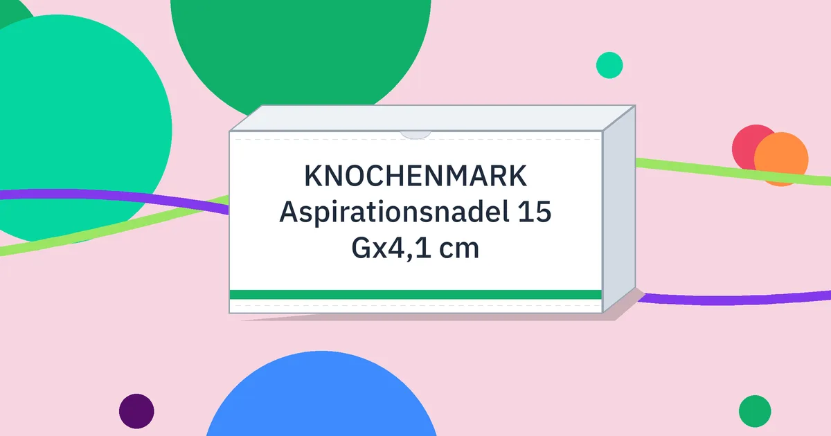 Symbolbild: Packung mit der Aufschrift KNOCHENMARK Aspirationsnadel 15 Gx4,1 cm (PZN 14384501) – Verfügbarkeit und Bezug in Apotheken in Frankfurt am Main
