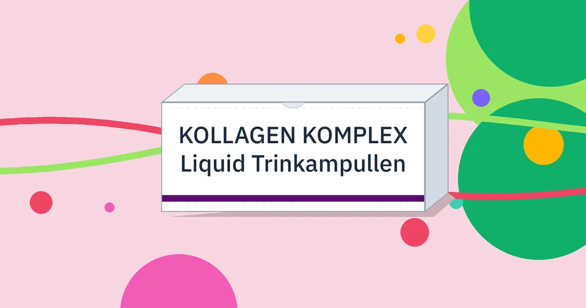 Symbolbild: Packung mit der Aufschrift KOLLAGEN KOMPLEX Liquid Trinkampullen (PZN 19239956) – Verfügbarkeit und Bezug in Apotheken in Frankfurt am Main