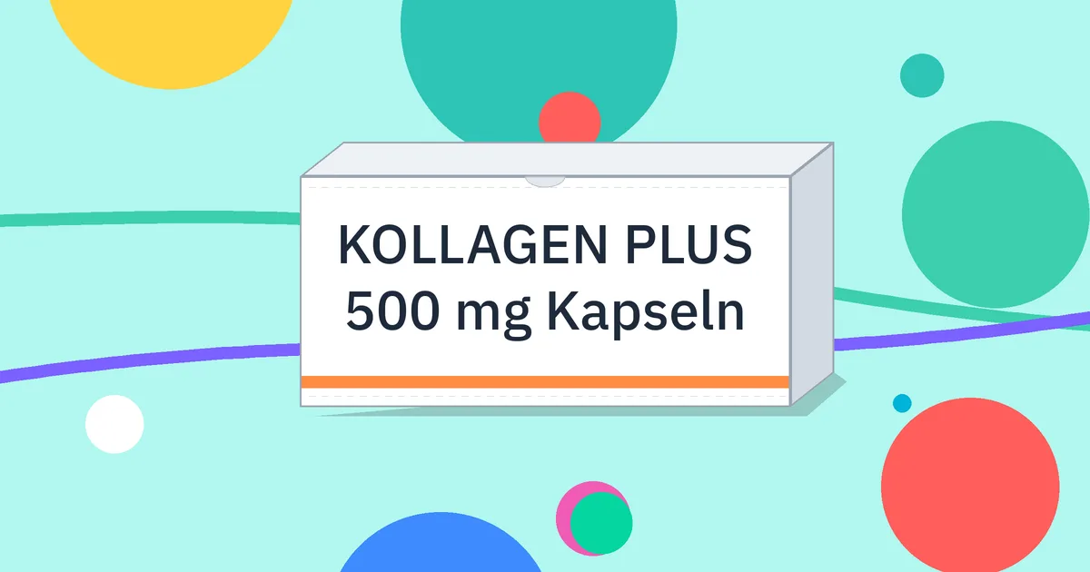 Symbolbild: Packung mit der Aufschrift KOLLAGEN PLUS 500 mg Kapseln (PZN 16530094) – Verfügbarkeit und Bezug in Apotheken in Frankfurt am Main