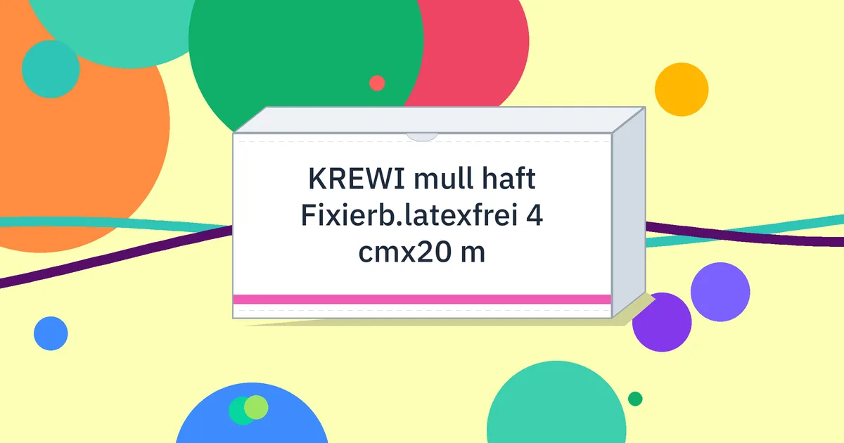 Symbolbild: Packung mit der Aufschrift KREWI mull haft Fixierb.latexfrei 4 cmx20 m (PZN 12374763) – Verfügbarkeit und Bezug in Apotheken in Frankfurt am Main