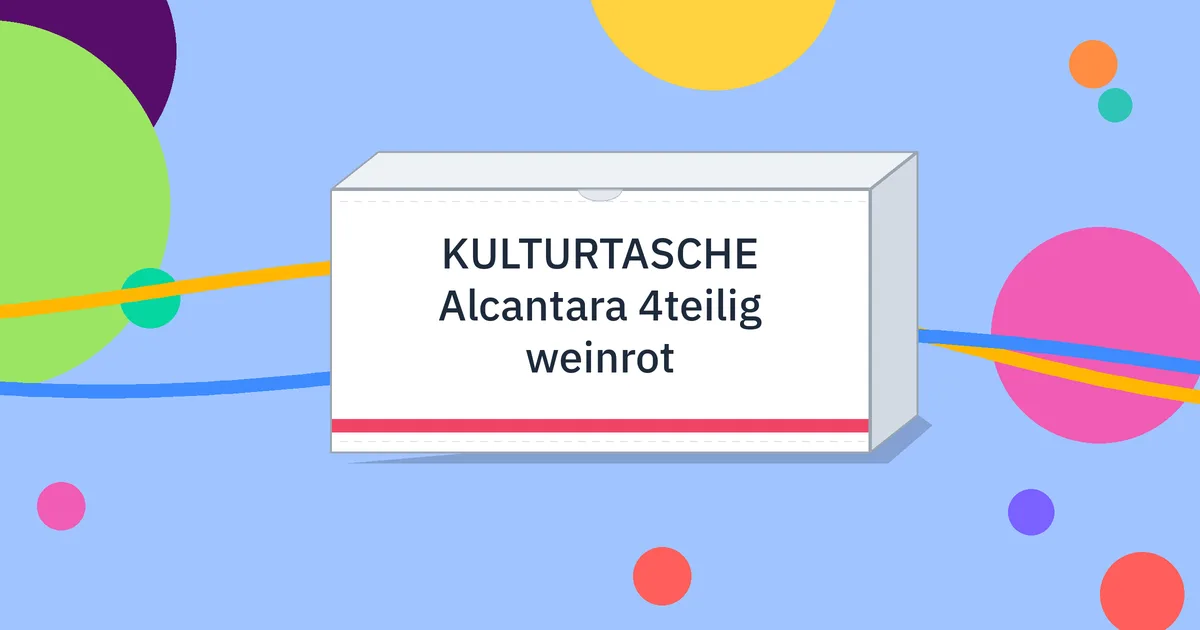 Symbolbild: Packung mit der Aufschrift KULTURTASCHE Alcantara 4teilig weinrot (PZN 18390237) – Verfügbarkeit und Bezug in Apotheken in Frankfurt am Main