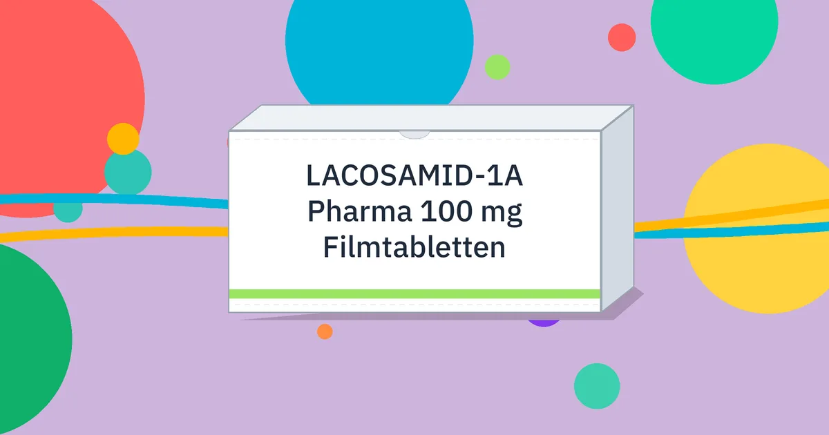 Symbolbild: Packung mit der Aufschrift LACOSAMID-1A Pharma 100 mg Filmtabletten (PZN 17230661) – Verfügbarkeit und Bezug in Apotheken in Frankfurt am Main