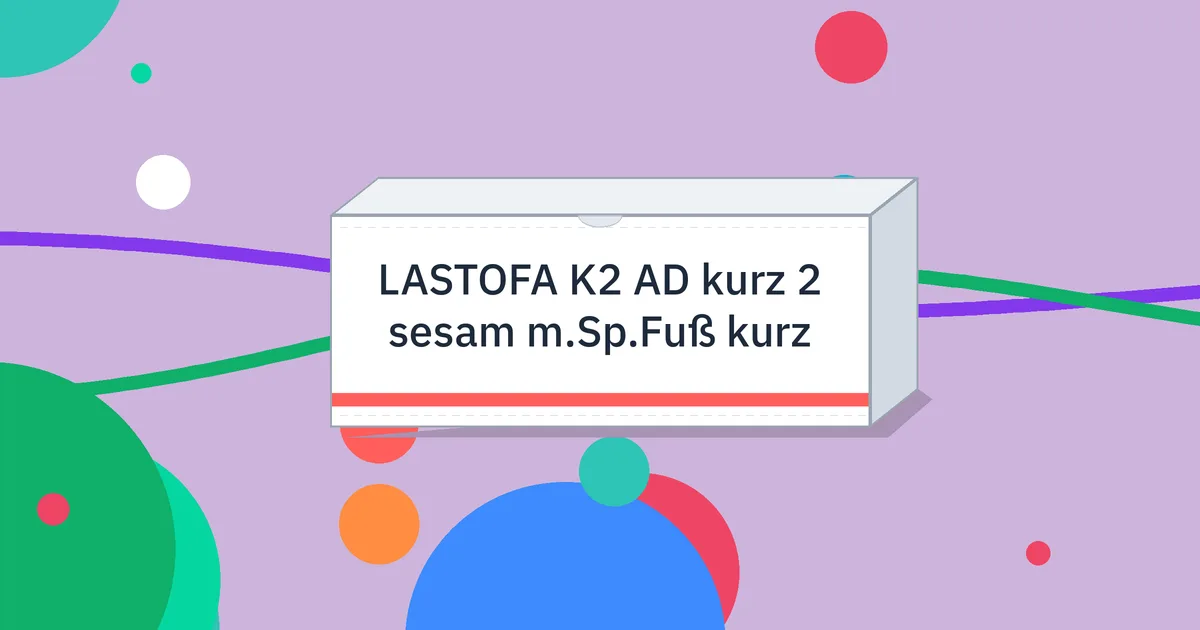 Symbolbild: Packung mit der Aufschrift LASTOFA K2 AD kurz 2 sesam m.Sp.Fuß kurz (PZN 13799996) – Verfügbarkeit und Bezug in Apotheken in Frankfurt am Main