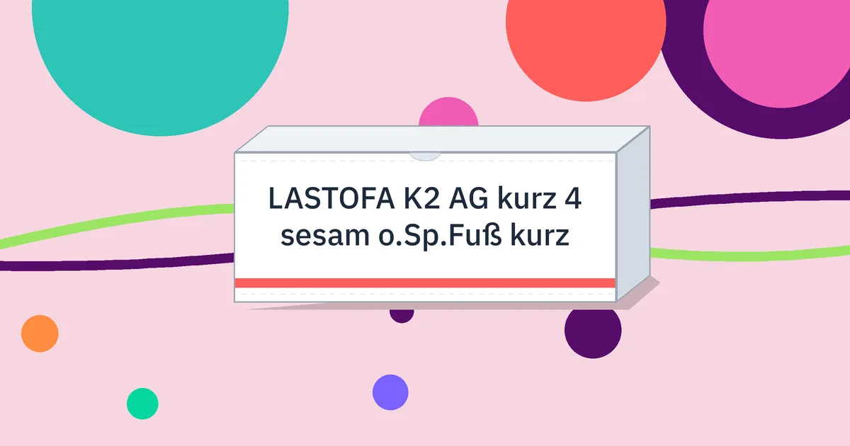 Symbolbild: Packung mit der Aufschrift LASTOFA K2 AG kurz 4 sesam o.Sp.Fuß kurz (PZN 13805716) – Verfügbarkeit und Bezug in Apotheken in Frankfurt am Main