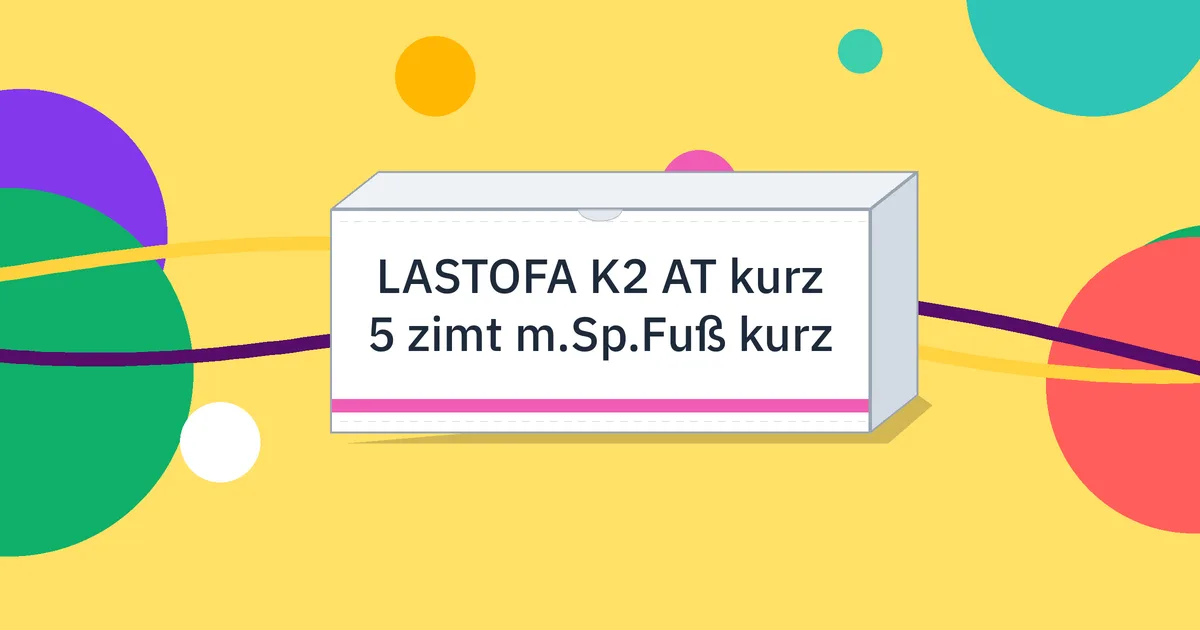 Symbolbild: Packung mit der Aufschrift LASTOFA K2 AT kurz 5 zimt m.Sp.Fuß kurz (PZN 13809708) – Verfügbarkeit und Bezug in Apotheken in Frankfurt am Main