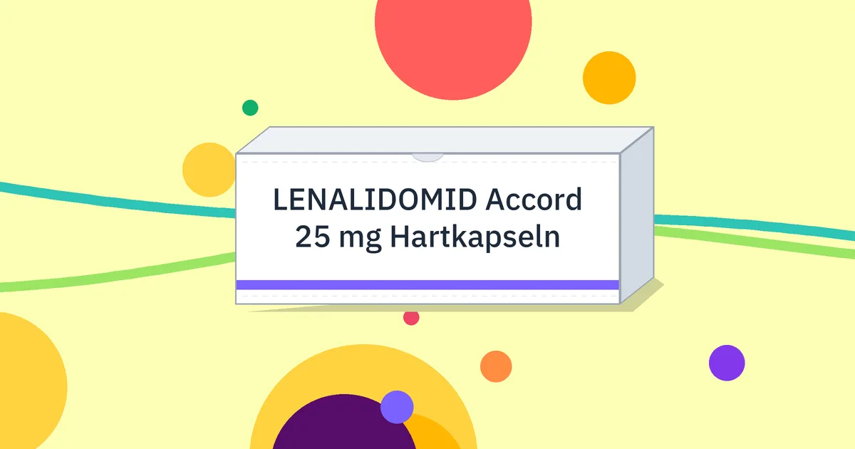 Symbolbild: Packung mit der Aufschrift LENALIDOMID Accord 25 mg Hartkapseln (PZN 17290947) – Verfügbarkeit und Bezug in Apotheken in Frankfurt am Main