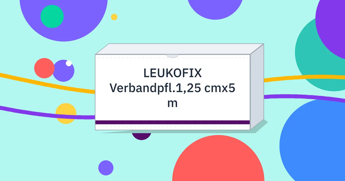 Symbolbild: Packung mit der Aufschrift LEUKOFIX Verbandpfl.1,25 cmx5 m (PZN 19815070) – Verfügbarkeit und Bezug in Apotheken in Frankfurt am Main