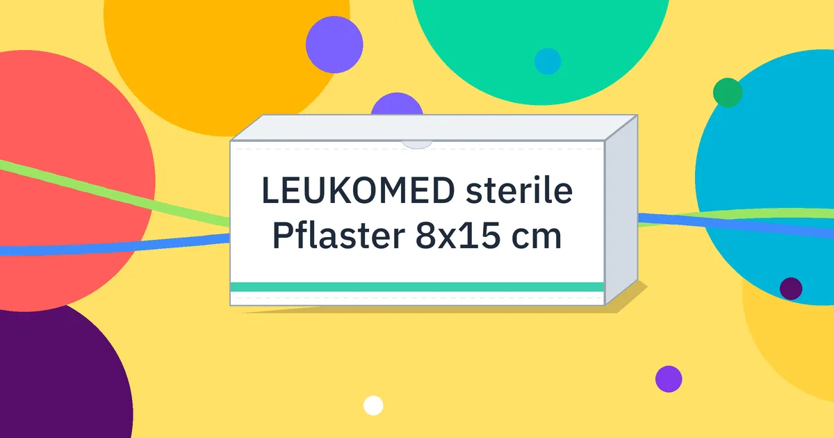Symbolbild: Packung mit der Aufschrift LEUKOMED sterile Pflaster 8x15 cm (PZN 15316358) – Verfügbarkeit und Bezug in Apotheken in Frankfurt am Main