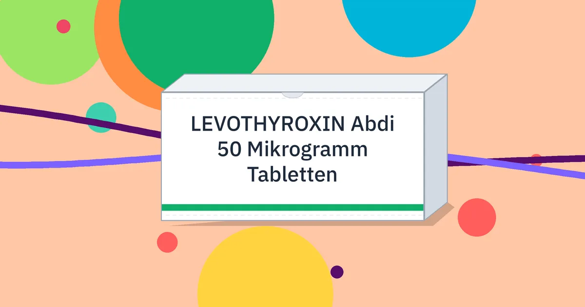 Symbolbild: Packung mit der Aufschrift LEVOTHYROXIN Abdi 50 Mikrogramm Tabletten (PZN 17888490) – Verfügbarkeit und Bezug in Apotheken in Frankfurt am Main