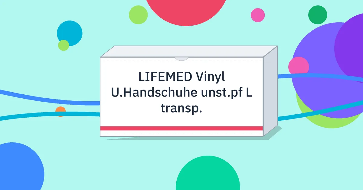 Symbolbild: Packung mit der Aufschrift LIFEMED Vinyl U.Handschuhe unst.pf L transp. (PZN 19357495) – Verfügbarkeit und Bezug in Apotheken in Frankfurt am Main