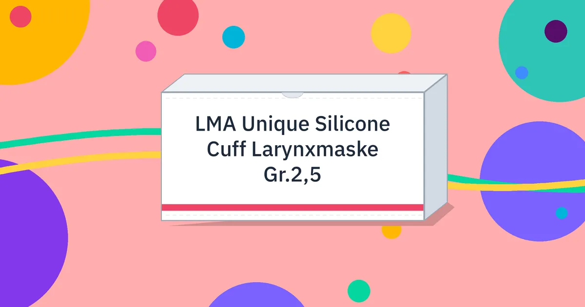 Symbolbild: Packung mit der Aufschrift LMA Unique Silicone Cuff Larynxmaske Gr.2,5 (PZN 12410619) – Verfügbarkeit und Bezug in Apotheken in Frankfurt am Main