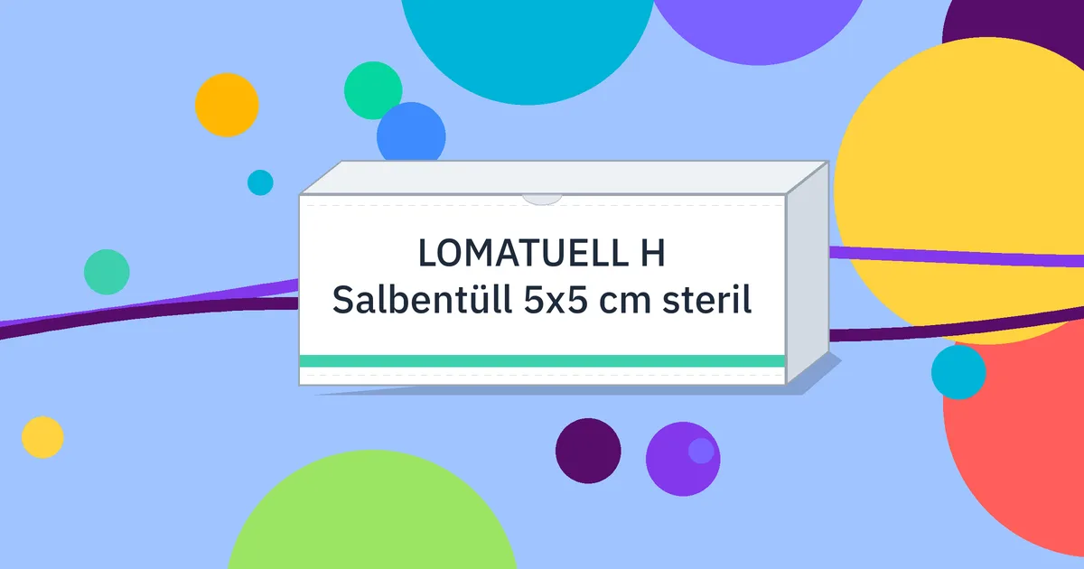 Symbolbild: Packung mit der Aufschrift LOMATUELL H Salbentüll 5x5 cm steril (PZN 17944449) – Verfügbarkeit und Bezug in Apotheken in Frankfurt am Main