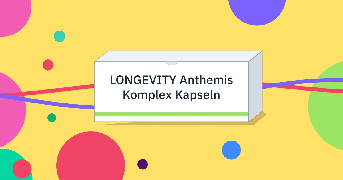 Symbolbild: Packung mit der Aufschrift LONGEVITY Anthemis Komplex Kapseln (PZN 19483691) – Verfügbarkeit und Bezug in Apotheken in Frankfurt am Main