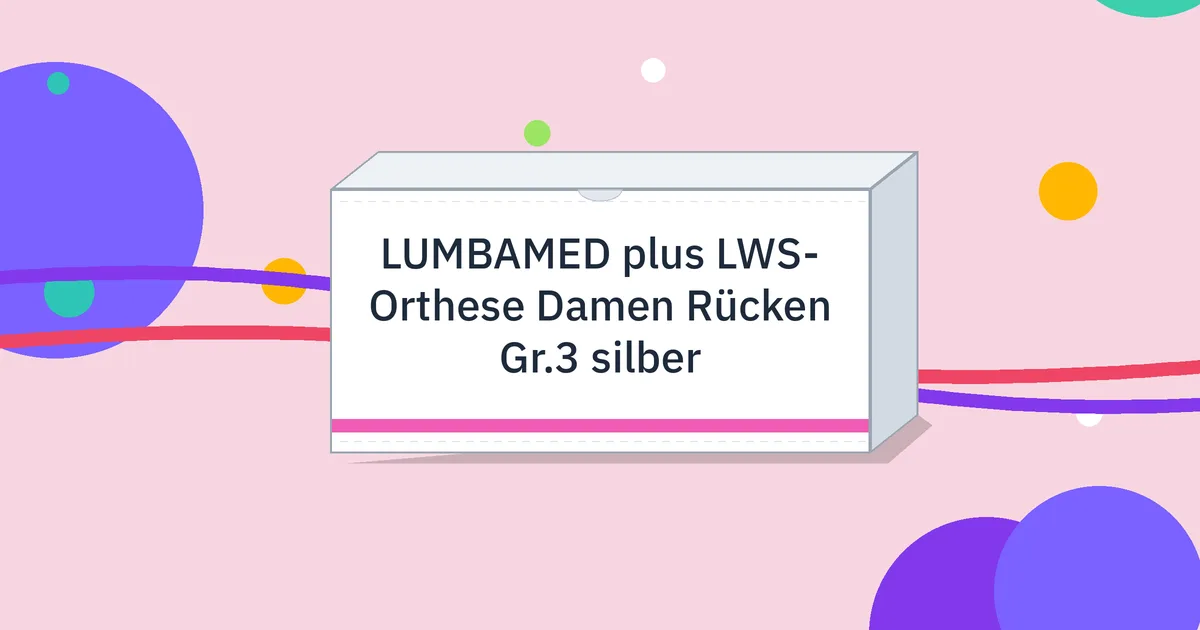 Symbolbild: Packung mit der Aufschrift LUMBAMED plus LWS-Orthese Damen Rücken Gr.3 silber (PZN 18827680) – Verfügbarkeit und Bezug in Apotheken in Frankfurt am Main