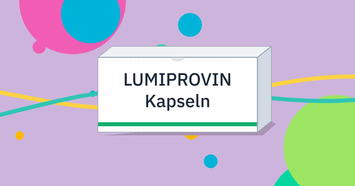 Symbolbild: Packung mit der Aufschrift LUMIPROVIN Kapseln (PZN 20183132) – Verfügbarkeit und Bezug in Apotheken in Frankfurt am Main