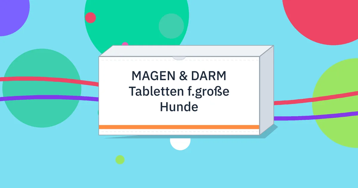 Symbolbild: Packung mit der Aufschrift MAGEN & DARM Tabletten f.große Hunde (PZN 19459422) – Verfügbarkeit und Bezug in Apotheken in Frankfurt am Main