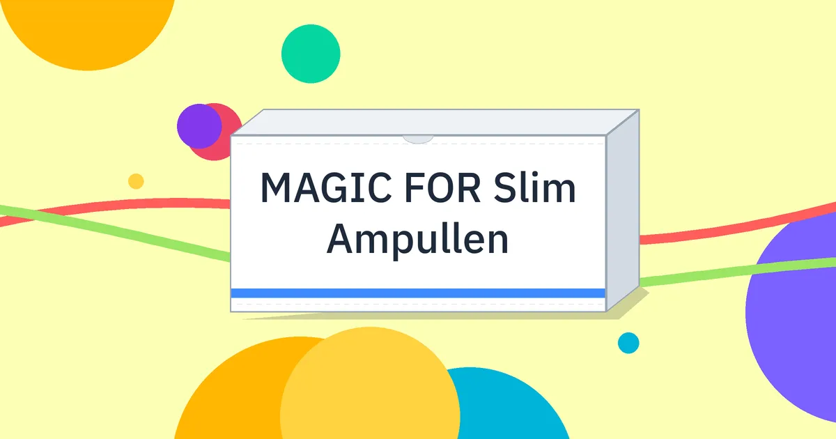 Symbolbild: Packung mit der Aufschrift MAGIC FOR Slim Ampullen (PZN 11887271) – Verfügbarkeit und Bezug in Apotheken in Frankfurt am Main