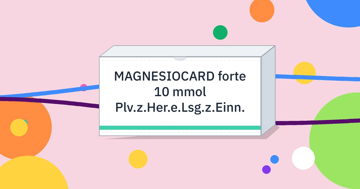Symbolbild: Packung mit der Aufschrift MAGNESIOCARD forte 10 mmol Plv.z.Her.e.Lsg.z.Einn. (PZN 04636249) – Verfügbarkeit und Bezug in Apotheken in Frankfurt am Main