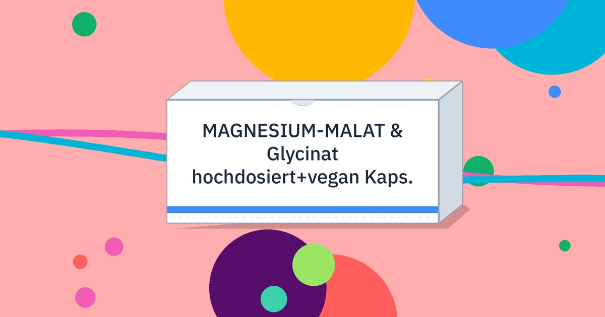 Symbolbild: Packung mit der Aufschrift MAGNESIUM-MALAT & Glycinat hochdosiert+vegan Kaps. (PZN 19233959) – Verfügbarkeit und Bezug in Apotheken in Frankfurt am Main