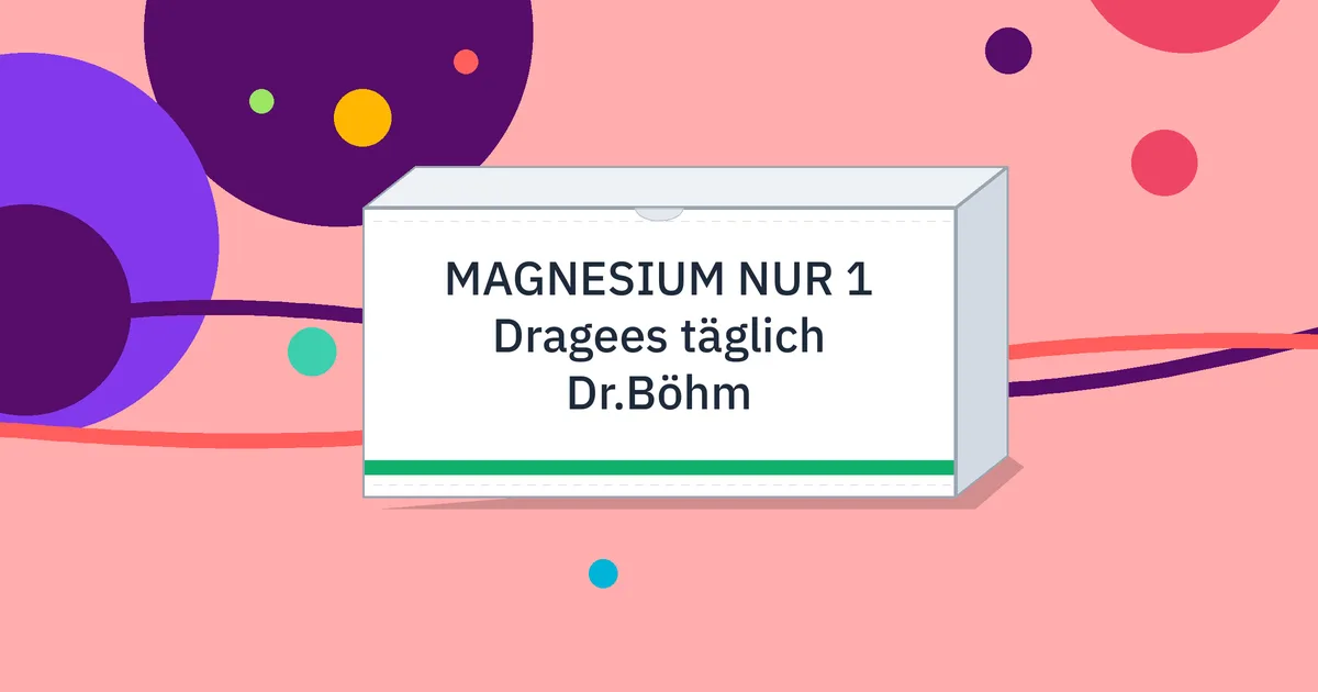 Symbolbild: Packung mit der Aufschrift MAGNESIUM NUR 1 Dragees täglich Dr.Böhm (PZN 04037129) – Verfügbarkeit und Bezug in Apotheken in Frankfurt am Main