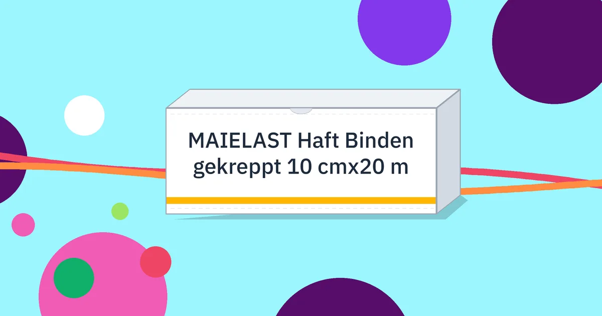 Symbolbild: Packung mit der Aufschrift MAIELAST Haft Binden gekreppt 10 cmx20 m (PZN 08889295) – Verfügbarkeit und Bezug in Apotheken in Frankfurt am Main