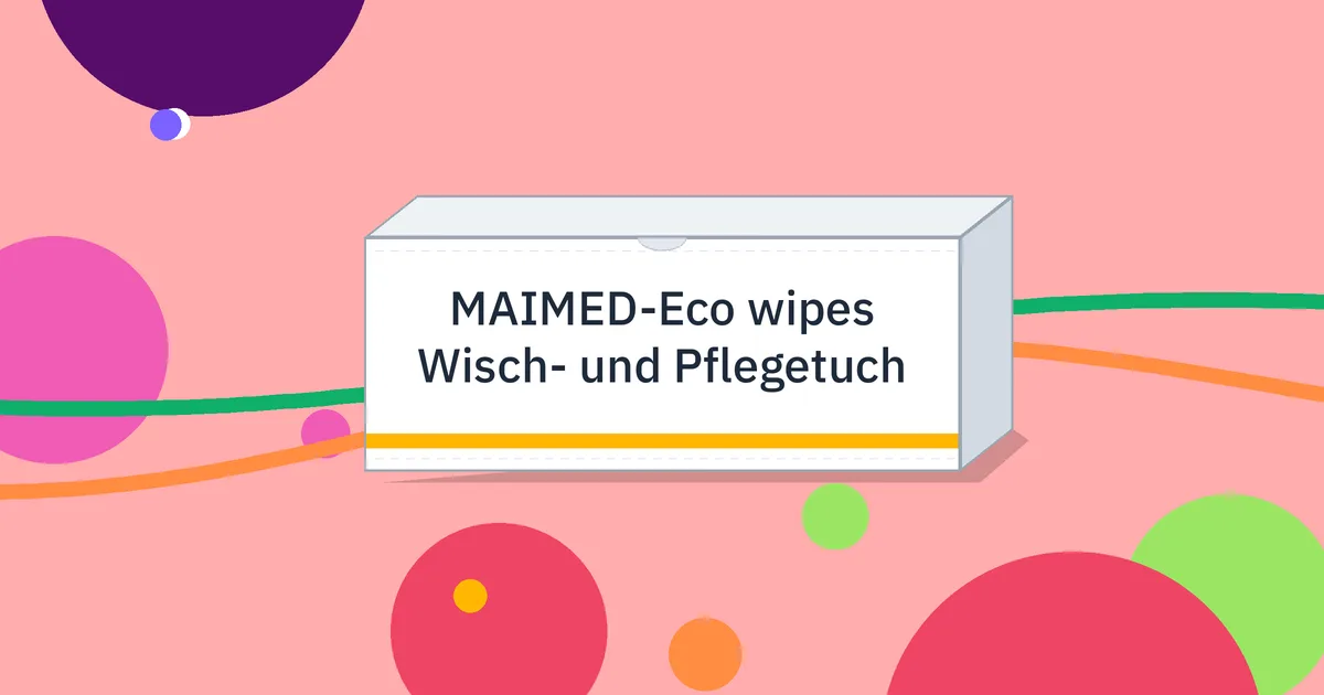 Symbolbild: Packung mit der Aufschrift MAIMED-Eco wipes Wisch- und Pflegetuch (PZN 19099544) – Verfügbarkeit und Bezug in Apotheken in Frankfurt am Main