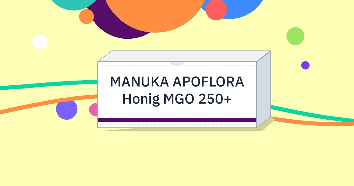 Symbolbild: Packung mit der Aufschrift MANUKA APOFLORA Honig MGO 250+ (PZN 20382156) – Verfügbarkeit und Bezug in Apotheken in Frankfurt am Main