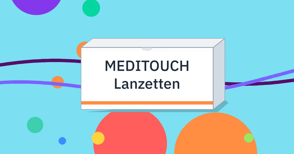 Symbolbild: Packung mit der Aufschrift MEDITOUCH Lanzetten (PZN 14285093) – Verfügbarkeit und Bezug in Apotheken in Frankfurt am Main