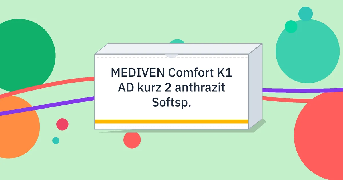 Symbolbild: Packung mit der Aufschrift MEDIVEN Comfort K1 AD kurz 2 anthrazit Softsp. (PZN 14562581) – Verfügbarkeit und Bezug in Apotheken in Frankfurt am Main