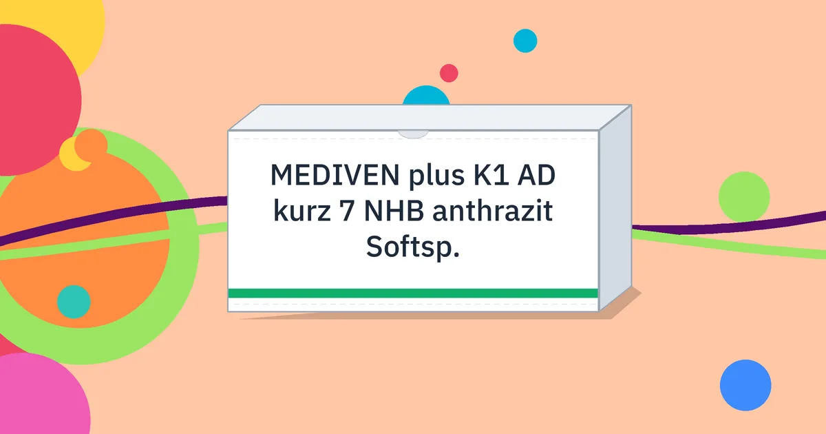 Symbolbild: Packung mit der Aufschrift MEDIVEN plus K1 AD kurz 7 NHB anthrazit Softsp. (PZN 15897591) – Verfügbarkeit und Bezug in Apotheken in Frankfurt am Main