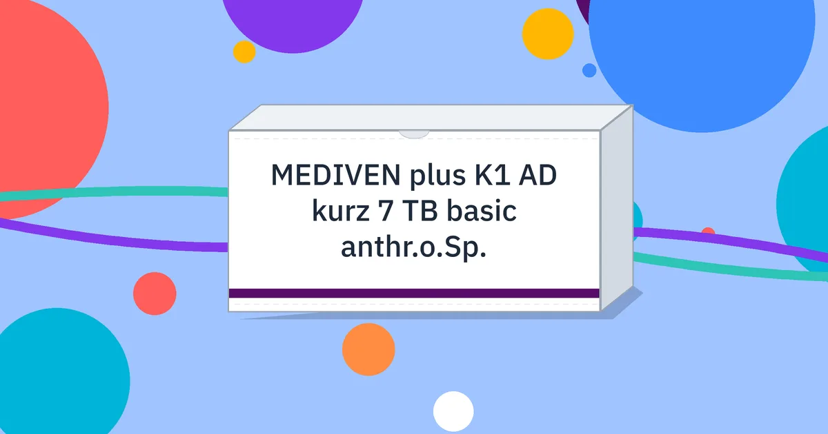 Symbolbild: Packung mit der Aufschrift MEDIVEN plus K1 AD kurz 7 TB basic anthr.o.Sp. (PZN 15045037) – Verfügbarkeit und Bezug in Apotheken in Frankfurt am Main