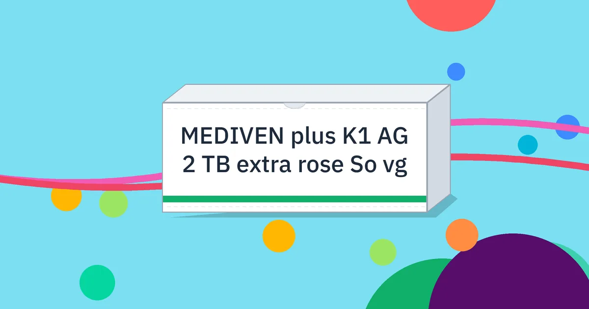 Symbolbild: Packung mit der Aufschrift MEDIVEN plus K1 AG 2 TB extra rose So vg (PZN 15062780) – Verfügbarkeit und Bezug in Apotheken in Frankfurt am Main
