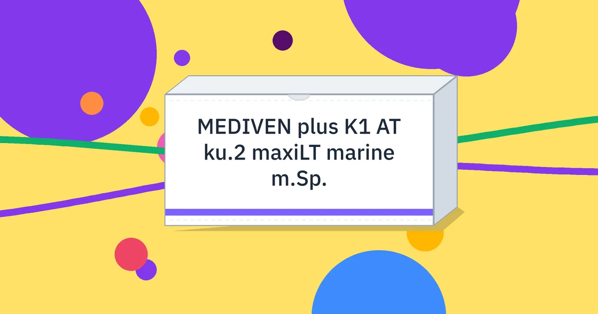 Symbolbild: Packung mit der Aufschrift MEDIVEN plus K1 AT ku.2 maxiLT marine m.Sp. (PZN 15068601) – Verfügbarkeit und Bezug in Apotheken in Frankfurt am Main
