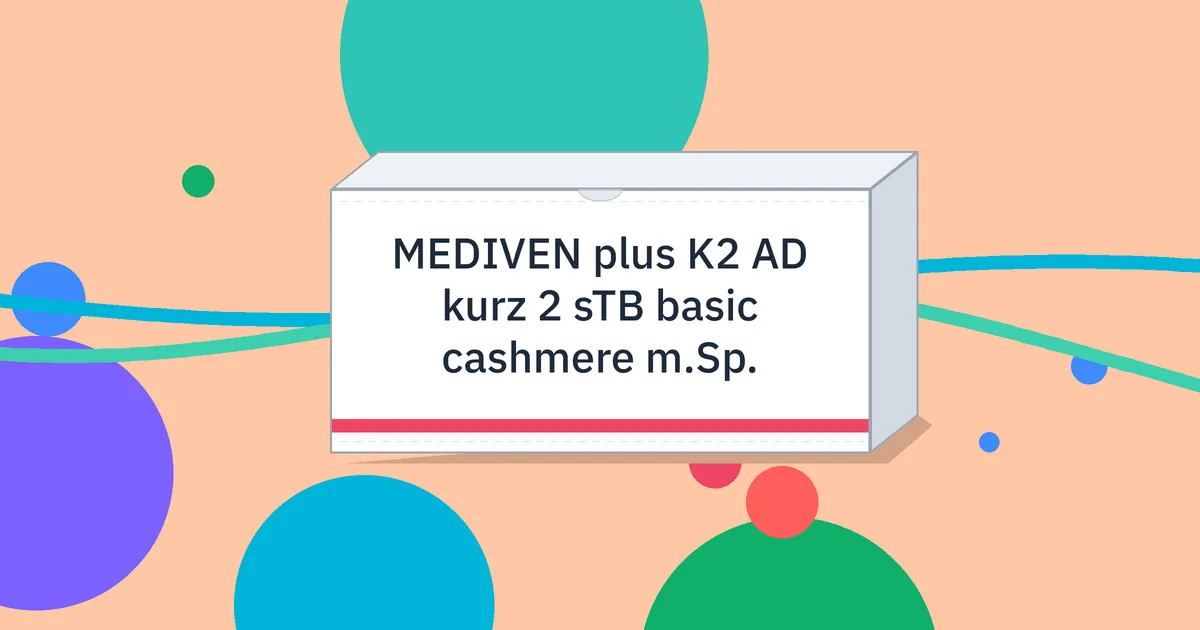 Symbolbild: Packung mit der Aufschrift MEDIVEN plus K2 AD kurz 2 sTB basic cashmere m.Sp. (PZN 15099487) – Verfügbarkeit und Bezug in Apotheken in Frankfurt am Main