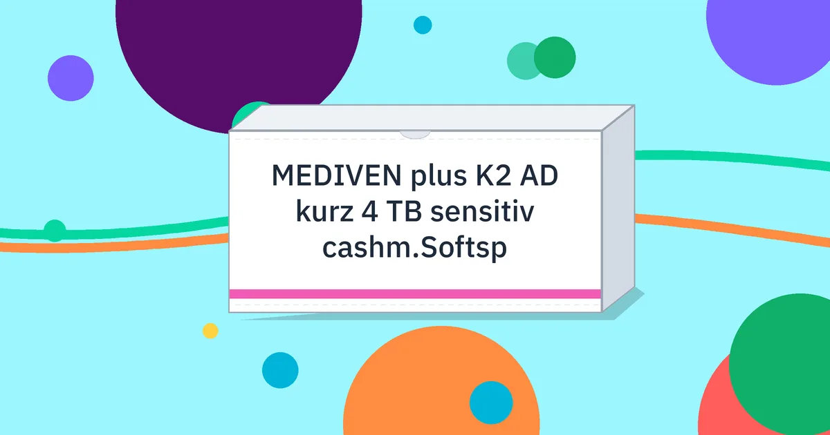 Symbolbild: Packung mit der Aufschrift MEDIVEN plus K2 AD kurz 4 TB sensitiv cashm.Softsp (PZN 15106187) – Verfügbarkeit und Bezug in Apotheken in Frankfurt am Main