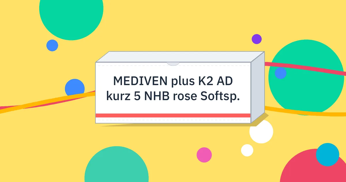 Symbolbild: Packung mit der Aufschrift MEDIVEN plus K2 AD kurz 5 NHB rose Softsp. (PZN 15925270) – Verfügbarkeit und Bezug in Apotheken in Frankfurt am Main