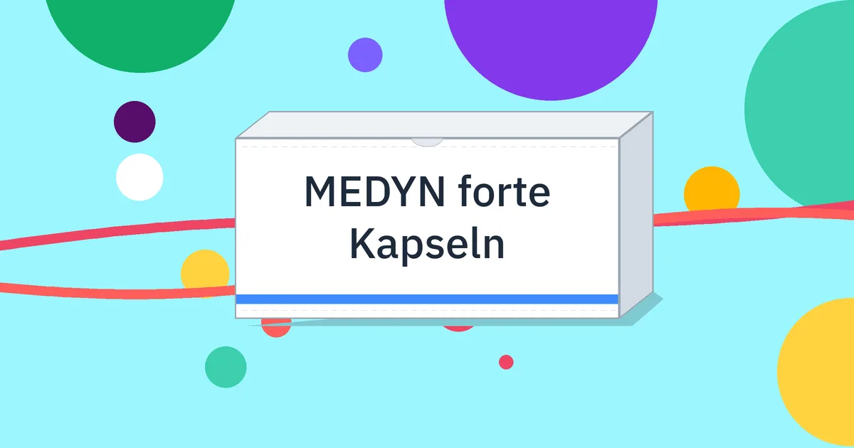 Symbolbild: Packung mit der Aufschrift MEDYN forte Kapseln (PZN 02716412) – Verfügbarkeit und Bezug in Apotheken in Frankfurt am Main