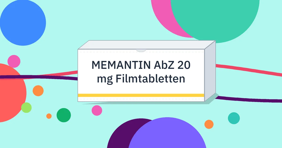 Symbolbild: Packung mit der Aufschrift MEMANTIN AbZ 20 mg Filmtabletten (PZN 09929766) – Verfügbarkeit und Bezug in Apotheken in Frankfurt am Main