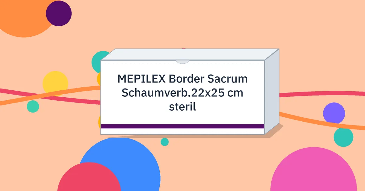 Symbolbild: Packung mit der Aufschrift MEPILEX Border Sacrum Schaumverb.22x25 cm steril (PZN 18268424) – Verfügbarkeit und Bezug in Apotheken in Frankfurt am Main