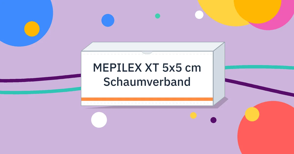Symbolbild: Packung mit der Aufschrift MEPILEX XT 5x5 cm Schaumverband (PZN 19962196) – Verfügbarkeit und Bezug in Apotheken in Frankfurt am Main